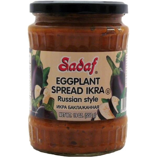 Sadaf Eggplant Spread - Eggplant Spread for Cooking and Food Flavoring - Russian Style Ikra - Eggplant Dip - Kosher - 19 Oz Jar