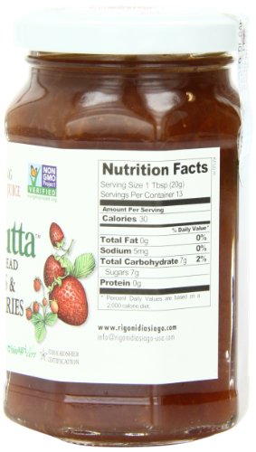 Rigoni di Asiago Fiordifrutta Organic Strawberry Fruit Spread, 8.82 Ounce (Pack of 1), Strawberry