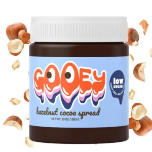 gooey hazelnut cocoa spread, better-for-you nutty spread that is gluten free, dairy free, plant based & vegan. healthy snack with no palm oil, hazelnut chocolate spread, 10 oz jar