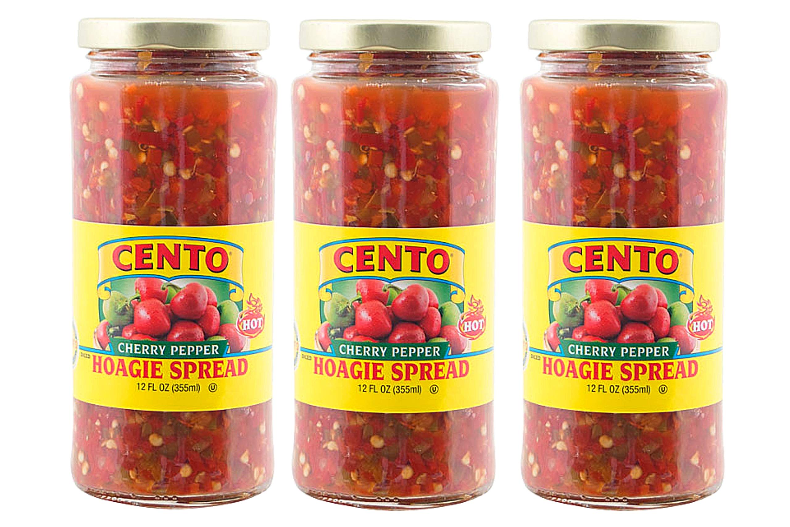 Cento Diced Hot Cherry Pepper Hoagie Spread, 12 Fl Oz (Pack of 3)