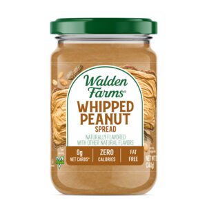 walden farms whipped peanut spread 12 oz jar, rich and creamy, 0g net carbs, kosher certified,perfect for spreading, dipping, dunking or snacking, bread, toast, crackers, dessert and many more