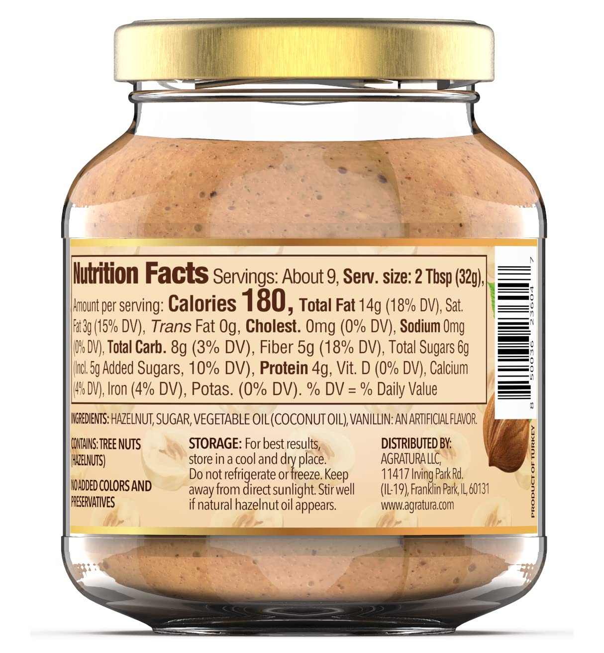 Nutio Crunchy Hazelnut Butter Spread - 77% Hazelnut, 71% Less Sugar, Low Carb, Keto Friendly, Vegan, Palm Oil Free, Gluten Free, Non-GMO, Sodium Free, Cocoa Free - 10.5 oz Glass Jar