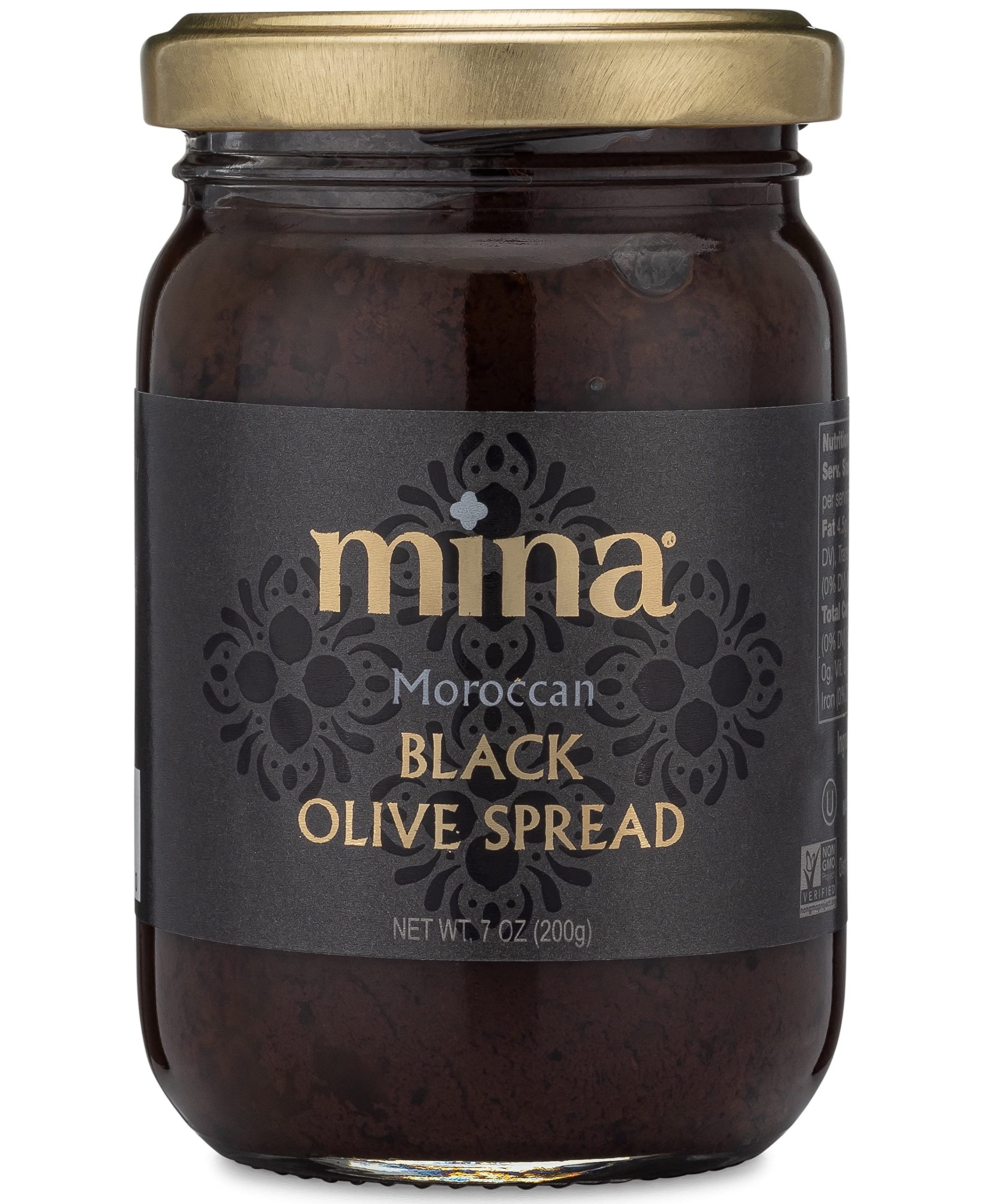 Mina Black Olive Spread, Gourmet Olive Tapenade, 7 oz (200g) - Premium Olive Spread made with Dry Cured Black Olives, Perfect for Appetizers, Dips, and More, Made with Moroccan Olives