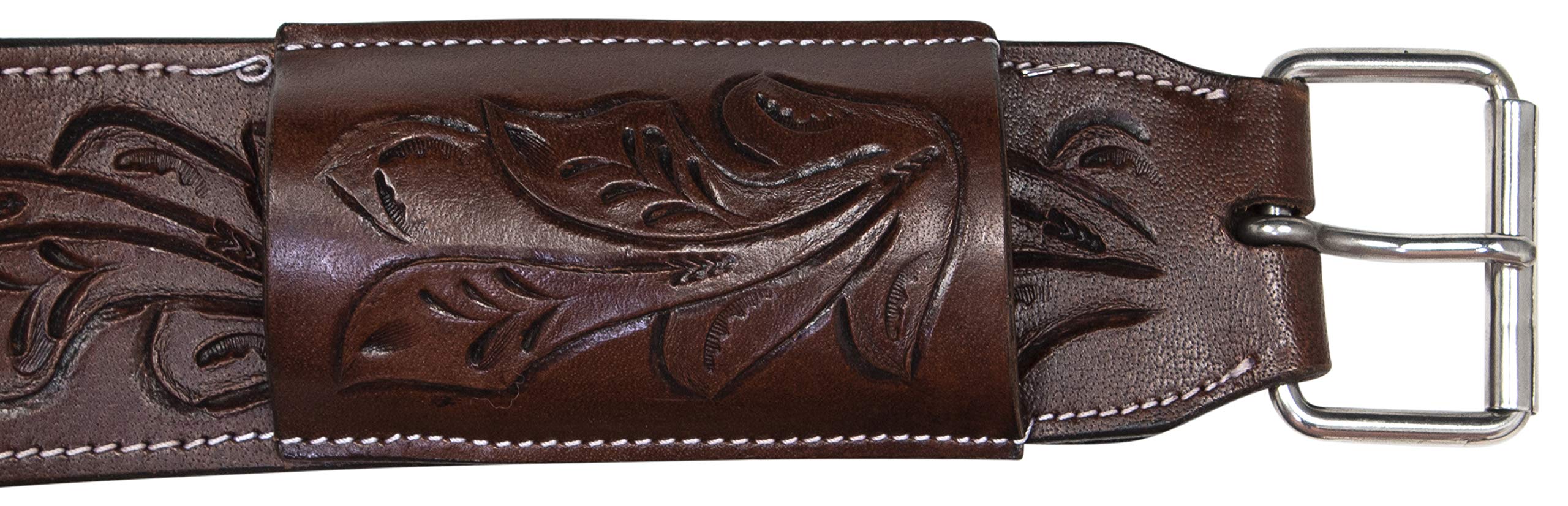 Acerugs BACK CINCH STRAP for WESTERN SADDLES HORSE BUCKING STRAP REAR GIRTH FLANK CINCH SMOOTH LEATHER (Brown Tooled B)