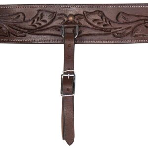 Acerugs BACK CINCH STRAP for WESTERN SADDLES HORSE BUCKING STRAP REAR GIRTH FLANK CINCH SMOOTH LEATHER (Brown Tooled B)