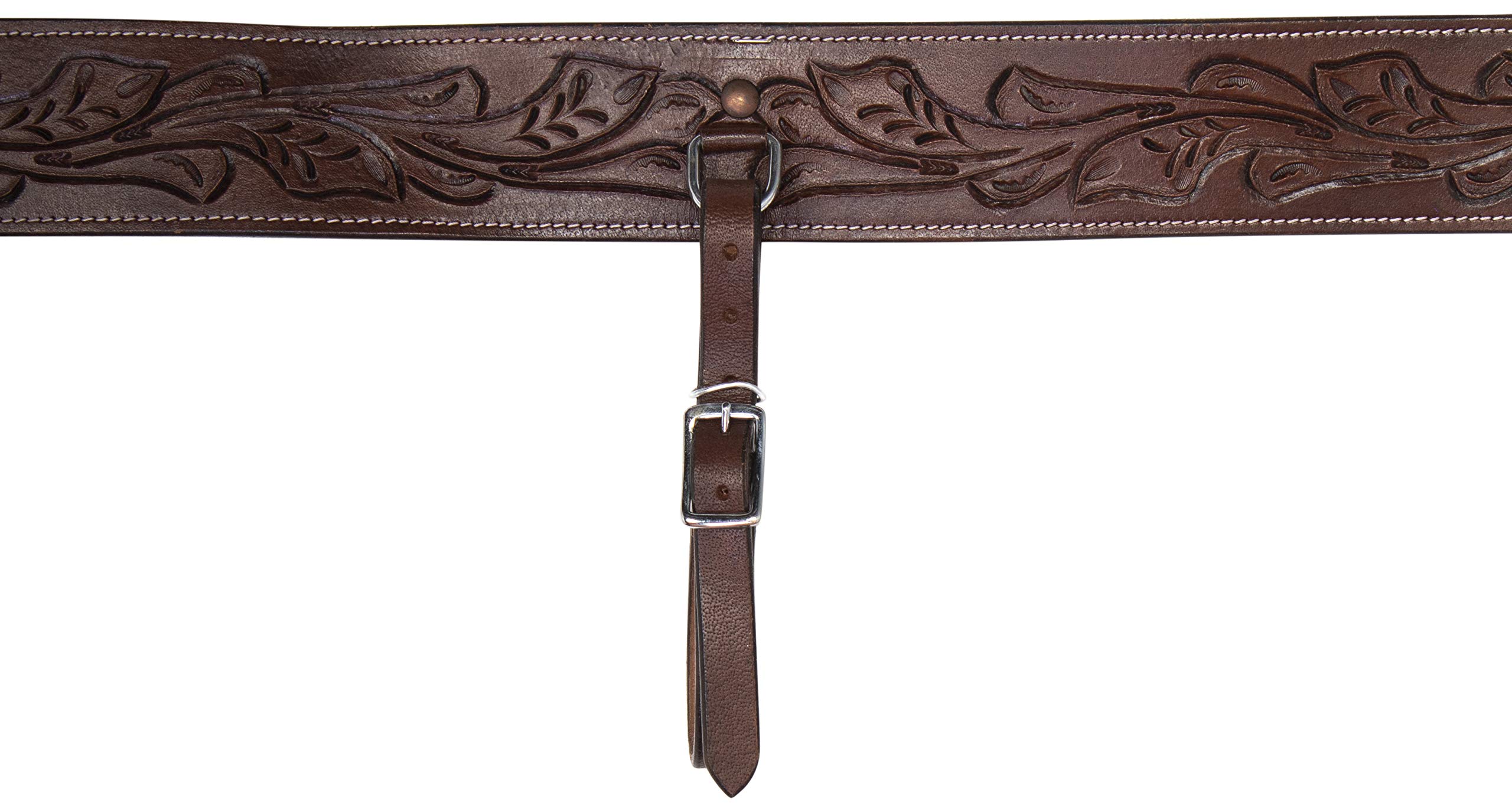 Acerugs BACK CINCH STRAP for WESTERN SADDLES HORSE BUCKING STRAP REAR GIRTH FLANK CINCH SMOOTH LEATHER (Brown Tooled B)