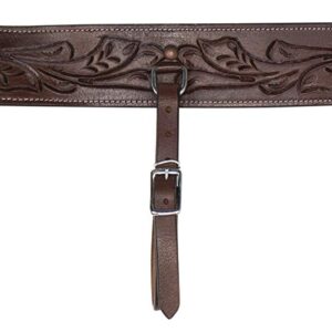 Acerugs BACK CINCH STRAP for WESTERN SADDLES HORSE BUCKING STRAP REAR GIRTH FLANK CINCH SMOOTH LEATHER (Brown Tooled B)