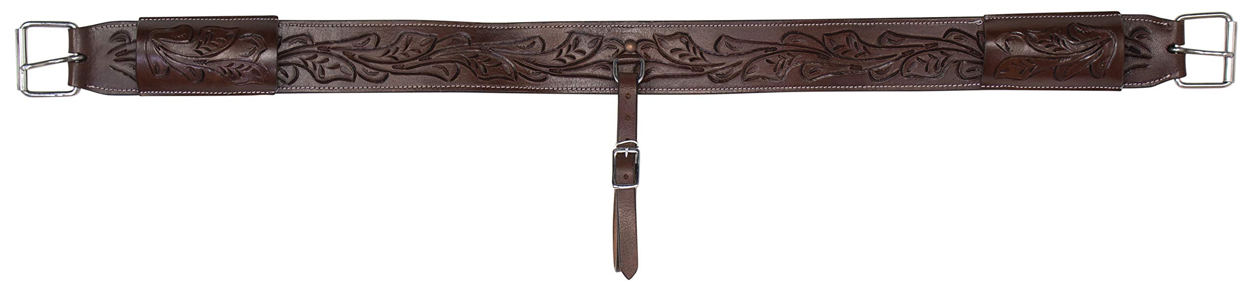 Acerugs BACK CINCH STRAP for WESTERN SADDLES HORSE BUCKING STRAP REAR GIRTH FLANK CINCH SMOOTH LEATHER (Brown Tooled B)