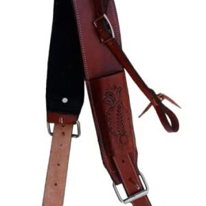 WEMBILS Horse Western Leather Complete Flank Cinch Set Primeum Leather Quality Horse Riding Equestrian Decoretive Western Rear Flank Back Cinch Girth Saddle Billets TACK Horse Cinches