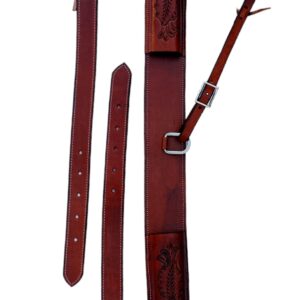 WEMBILS Horse Western Leather Complete Flank Cinch Set Primeum Leather Quality Horse Riding Equestrian Decoretive Western Rear Flank Back Cinch Girth Saddle Billets TACK Horse Cinches