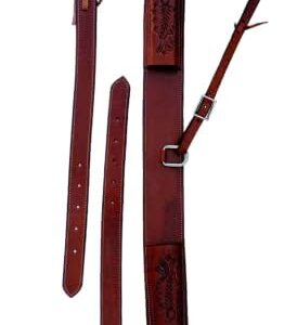 WEMBILS Horse Western Leather Complete Flank Cinch Set Primeum Leather Quality Horse Riding Equestrian Decoretive Western Rear Flank Back Cinch Girth Saddle Billets TACK Horse Cinches