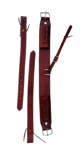 WEMBILS Horse Western Leather Complete Flank Cinch Set Primeum Leather Quality Horse Riding Equestrian Decoretive Western Rear Flank Back Cinch Girth Saddle Billets TACK Horse Cinches