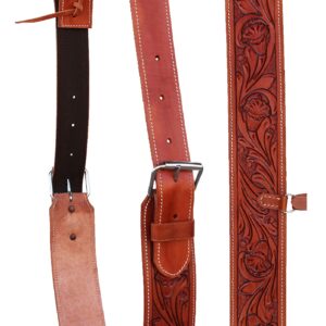 Challenger Tack Horse Western Floral Tooled Leather Rear Flank Back Saddle Cinch w/Billets 9774