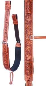 challenger horse western floral tooled padded leather rear flank saddle cinch billets 97125