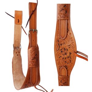 CHALLENGER Horse Western Floral Tooled Leather Rear Flank Saddle Cinch Billets 97RS01LT