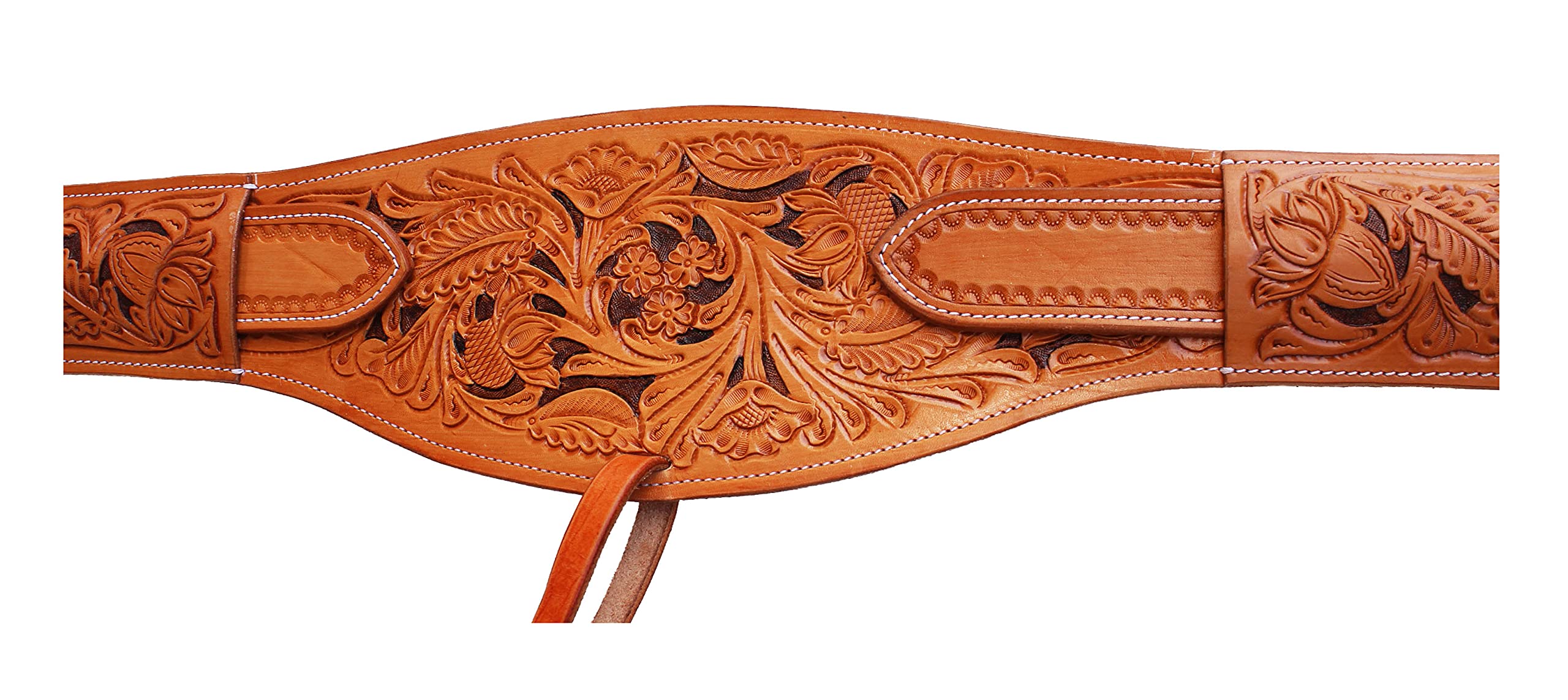 CHALLENGER Horse Western Floral Tooled Leather Rear Flank Saddle Cinch Billets 97RS01LT