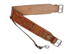 oak tooled brown leather back rear cinch flank western horse girth trail tack