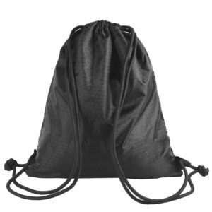 Drawstring Backpack Bag, Waterproof Draw String Back Sack with Zip Pocket, Gym Drawstring Bags Swim Bag for Men Women (Black, Upgraded) One Size