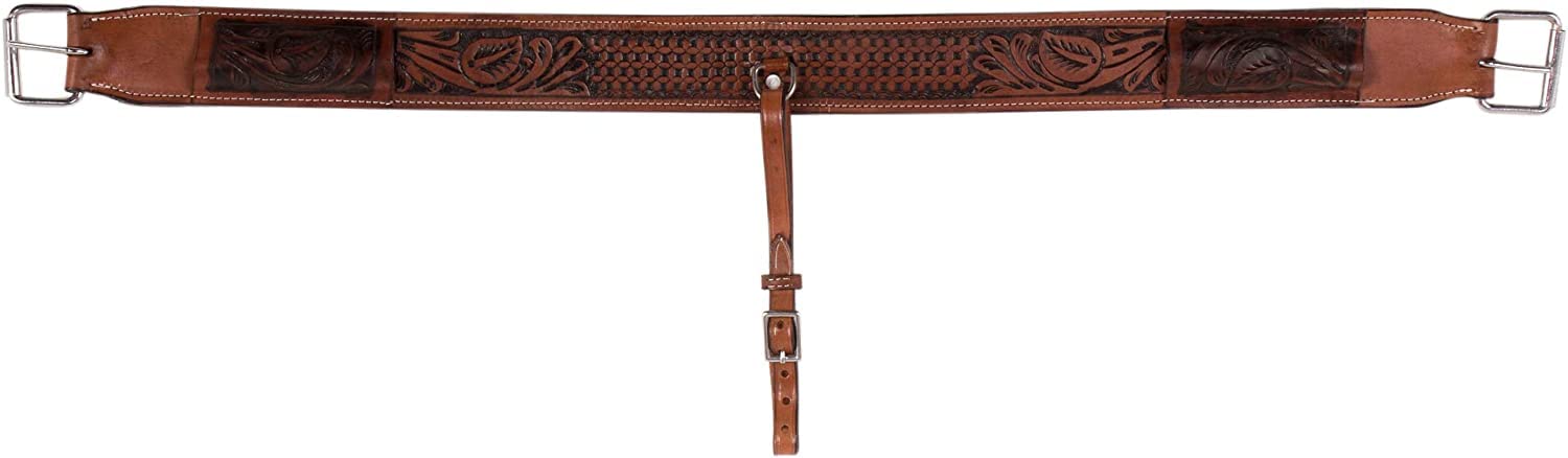 WEMBILS Equitack Western Horse Saddle Back Cinch Flank Strap Rear Girth Leather Buckskin Billet Keeper (Leather, 40 inches)