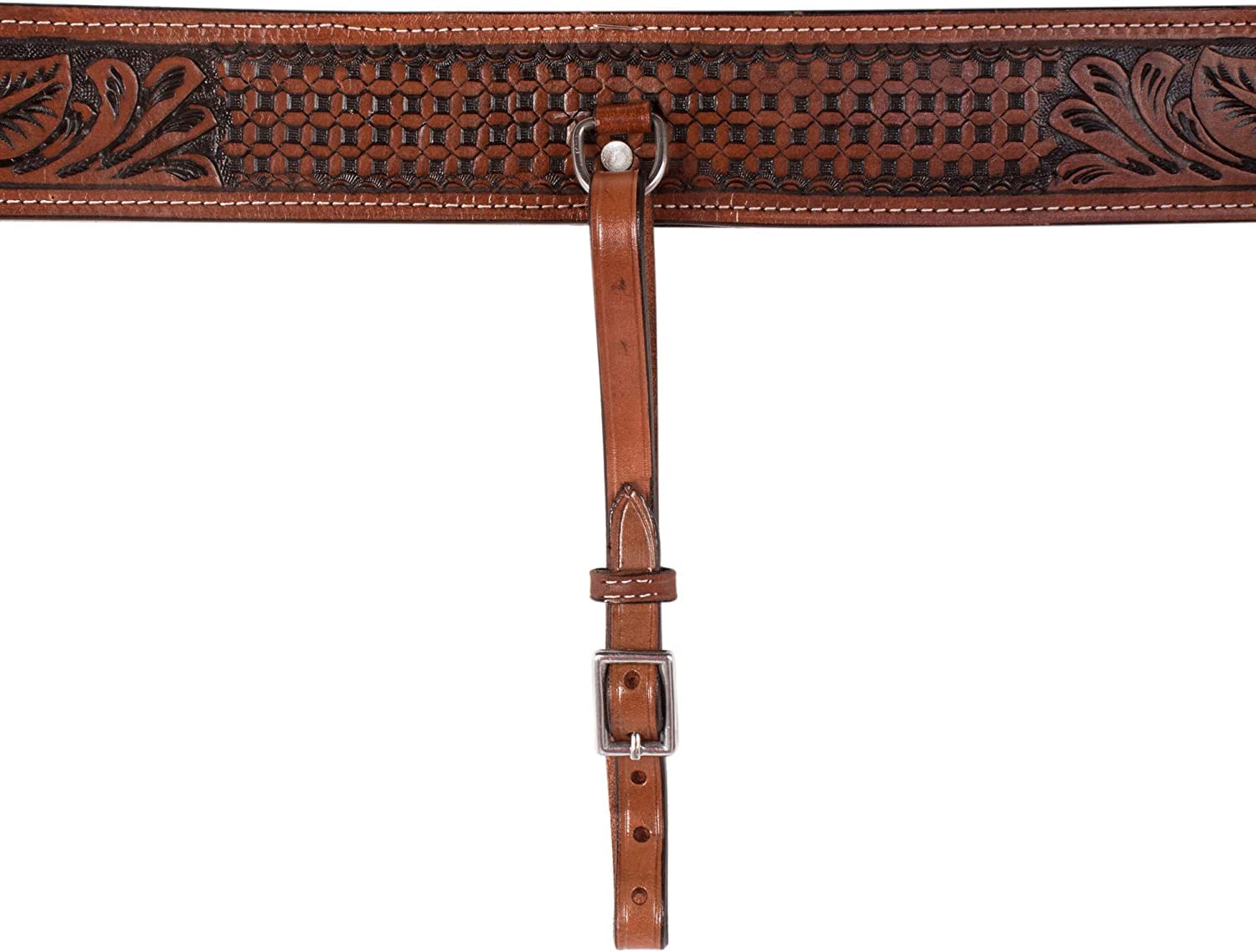 WEMBILS Equitack Western Horse Saddle Back Cinch Flank Strap Rear Girth Leather Buckskin Billet Keeper (Leather, 40 inches)