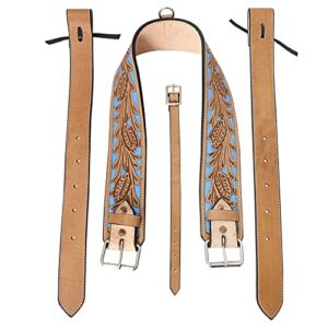 hilason horse western carved leather rear flank back cinch girth saddle billets comfytack | flank cinch | flank cinch billet | western cinch | saddle cinch | western girth | saddle billet strap