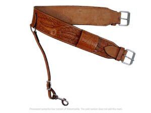 oak tooled leather back rear cinch flank billet western horse girth trail tack