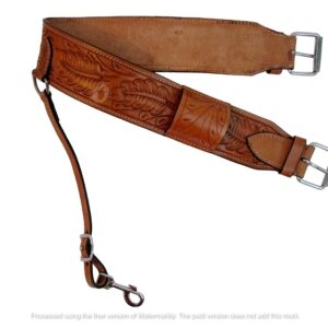 Oak Tooled Leather Back Rear Cinch Flank Billet Western Horse Girth Trail TACK