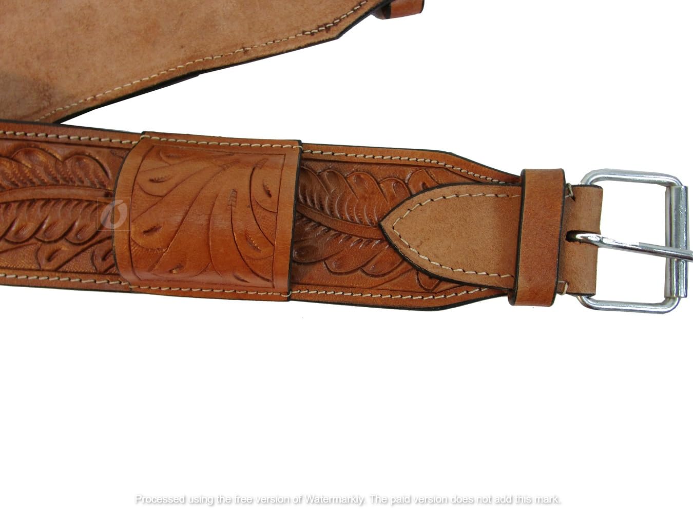 Oak Tooled Leather Back Rear Cinch Flank Billet Western Horse Girth Trail TACK