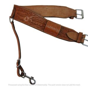 Oak Tooled Leather Back Rear Cinch Flank Billet Western Horse Girth Trail TACK