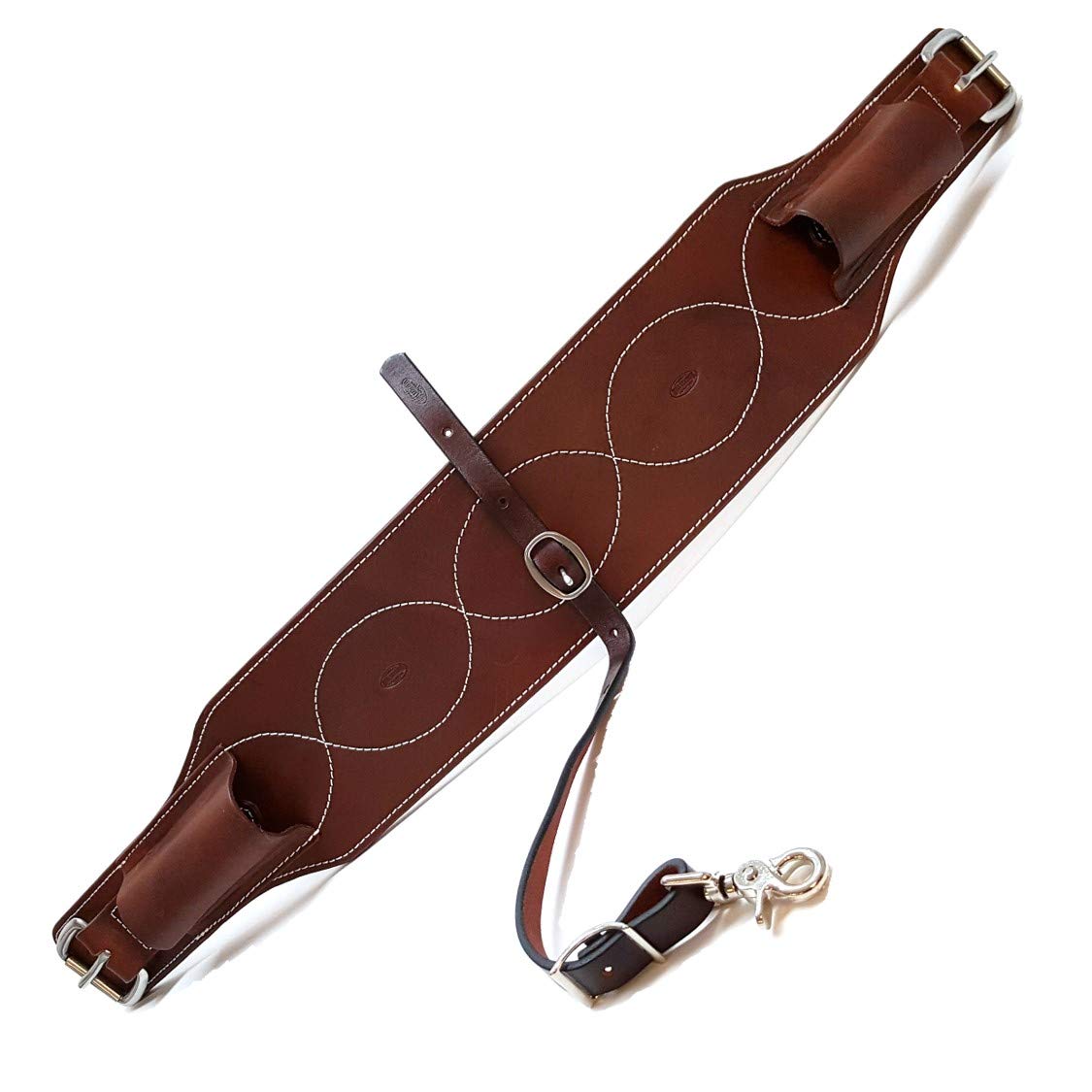 New 5" Western Premium Brown Leather Rear Flank Cinch W/Connector Strap