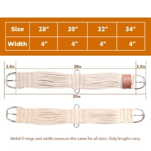 Harrison Howard 24 Strand Roper Western Cinch Handwoven Double-Weave Roper Cinch Rugged Stainless Steel Hardware for Horse 34 inches