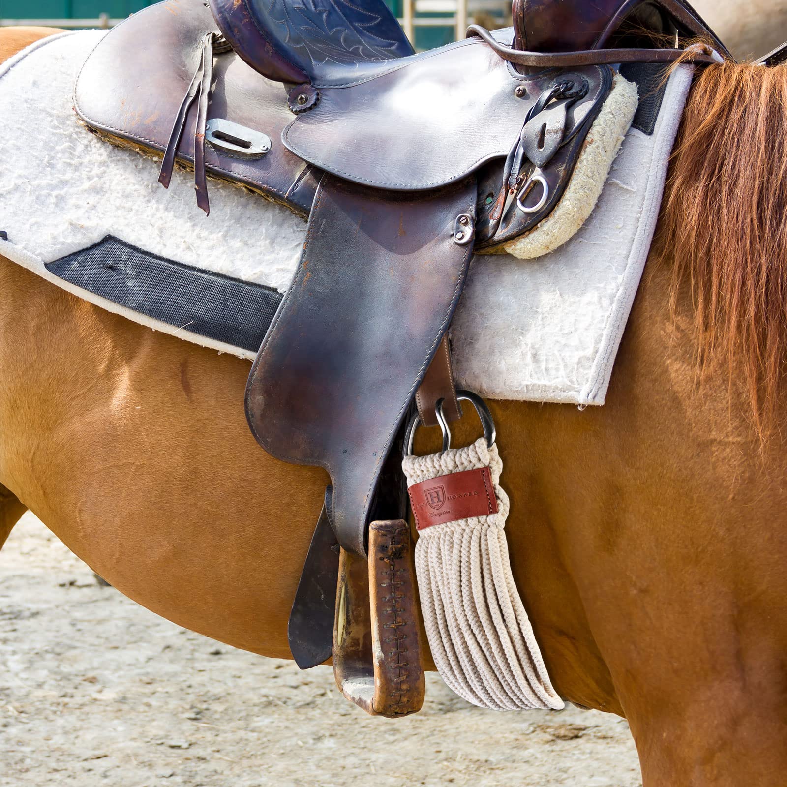 Harrison Howard 24 Strand Roper Western Cinch Handwoven Double-Weave Roper Cinch Rugged Stainless Steel Hardware for Horse 34 inches