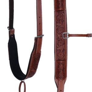 RAAVILS Western Carved Flank Cinch for Horse Saddles Horse TACK Leather Back Cinch Rear Saddle Girth