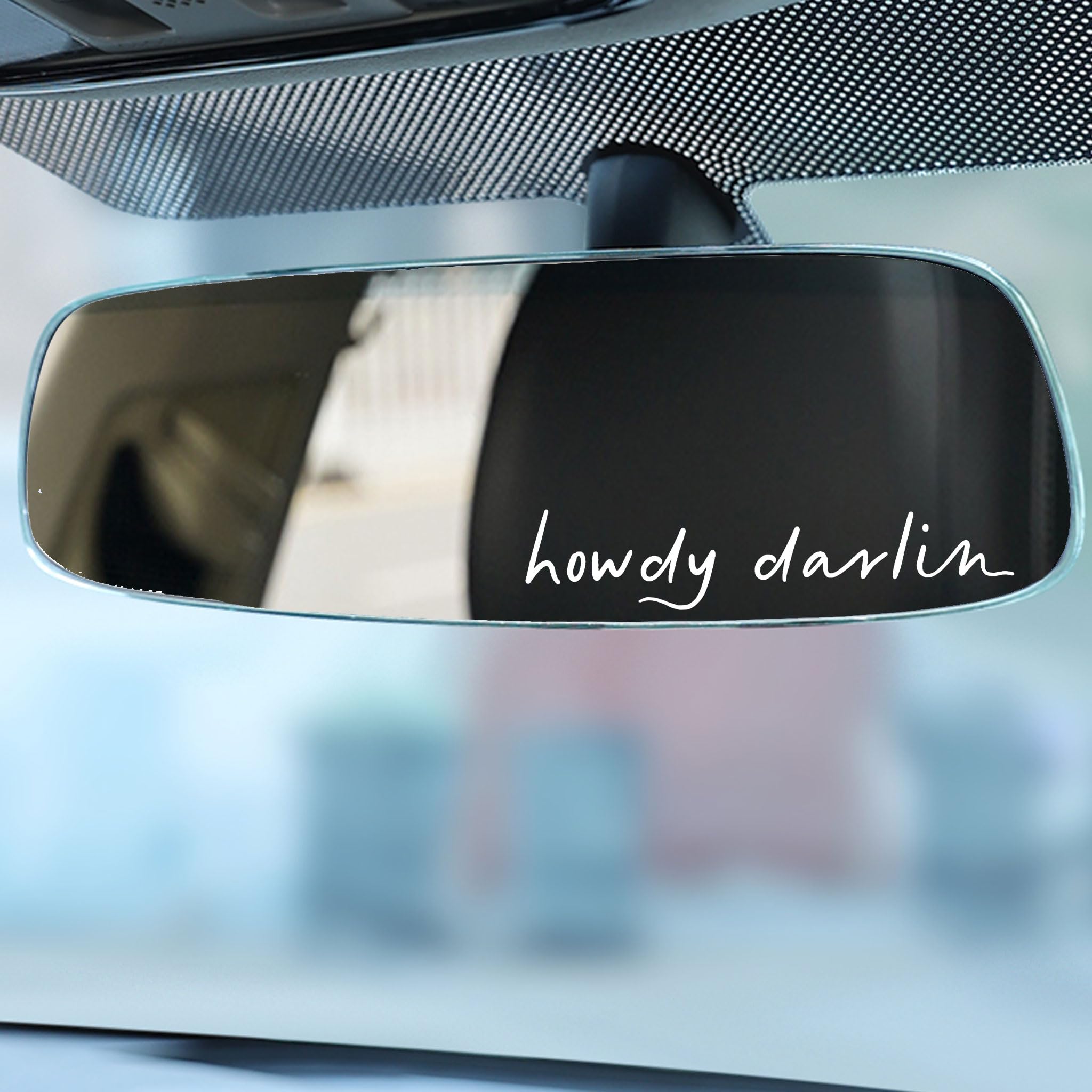 2 x Howdy Darlin Decal, Car Sticker, Window Decal, Western Sticker, Rear View Mirror Decal, Mirror Sticker, Positive Affirmations Sticker, Girls Car Decor (White)