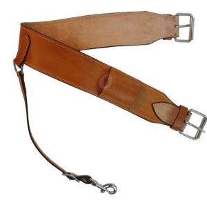 BROWN LEATHER WESTERN REAR CINCH BARREL ROPPER RANCHER SADDLE FLANK OFF BILLETS GIRTH