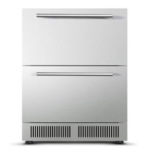 vesgold 24 inch wide drawer refrigerator, built-in wine and beverage refrigerator under the counter, weatherproof, indoor and outdoor refrigerators, all-stainless steel cooler.