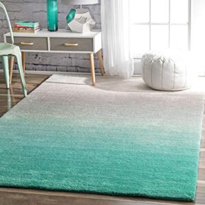 nuloom handmade ombre shag area rug, 5x8, turquoise