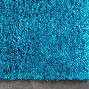 Unique Loom Solid Shag Collection Area Rug (8' x 10' Rectangle, Turquoise)