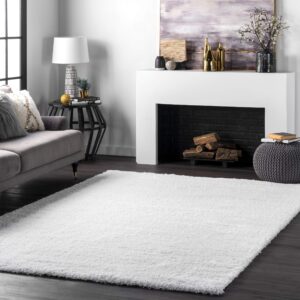 nuloom gynel contemporary shag area rug, 8x10, snow white