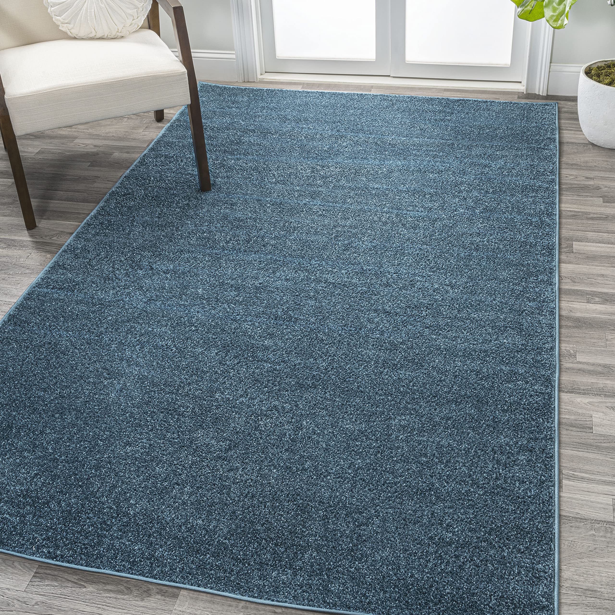 JONATHAN Y SEU100H-8 Haze Solid Low-Pile Indoor Area-Rug Casual Contemporary Solid Traditional Easy-Cleaning Bedroom Kitchen Living Room Non Shedding, 8 ft x 10 ft, Turquoise