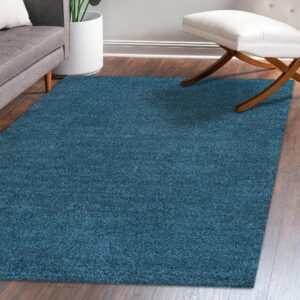 JONATHAN Y SEU100H-8 Haze Solid Low-Pile Indoor Area-Rug Casual Contemporary Solid Traditional Easy-Cleaning Bedroom Kitchen Living Room Non Shedding, 8 ft x 10 ft, Turquoise