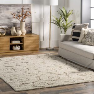 nuloom maisha contemporary shag area rug, 5x8, cream