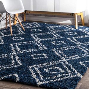 nuloom iola geometric shag area rug, 8x10, blue