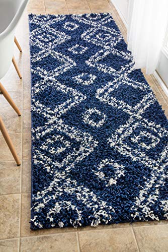 nuLOOM Iola Geometric Shag Area Rug, 8x10, Blue