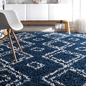 nuLOOM Iola Geometric Shag Area Rug, 8x10, Blue