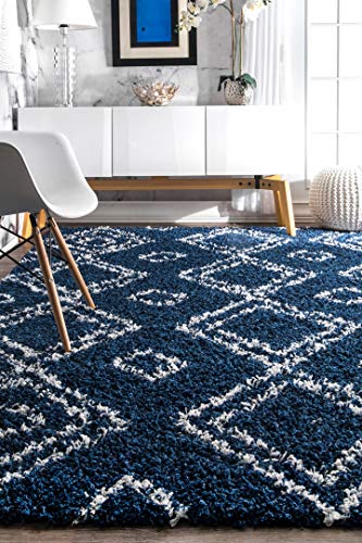 nuLOOM Iola Geometric Shag Area Rug, 8x10, Blue