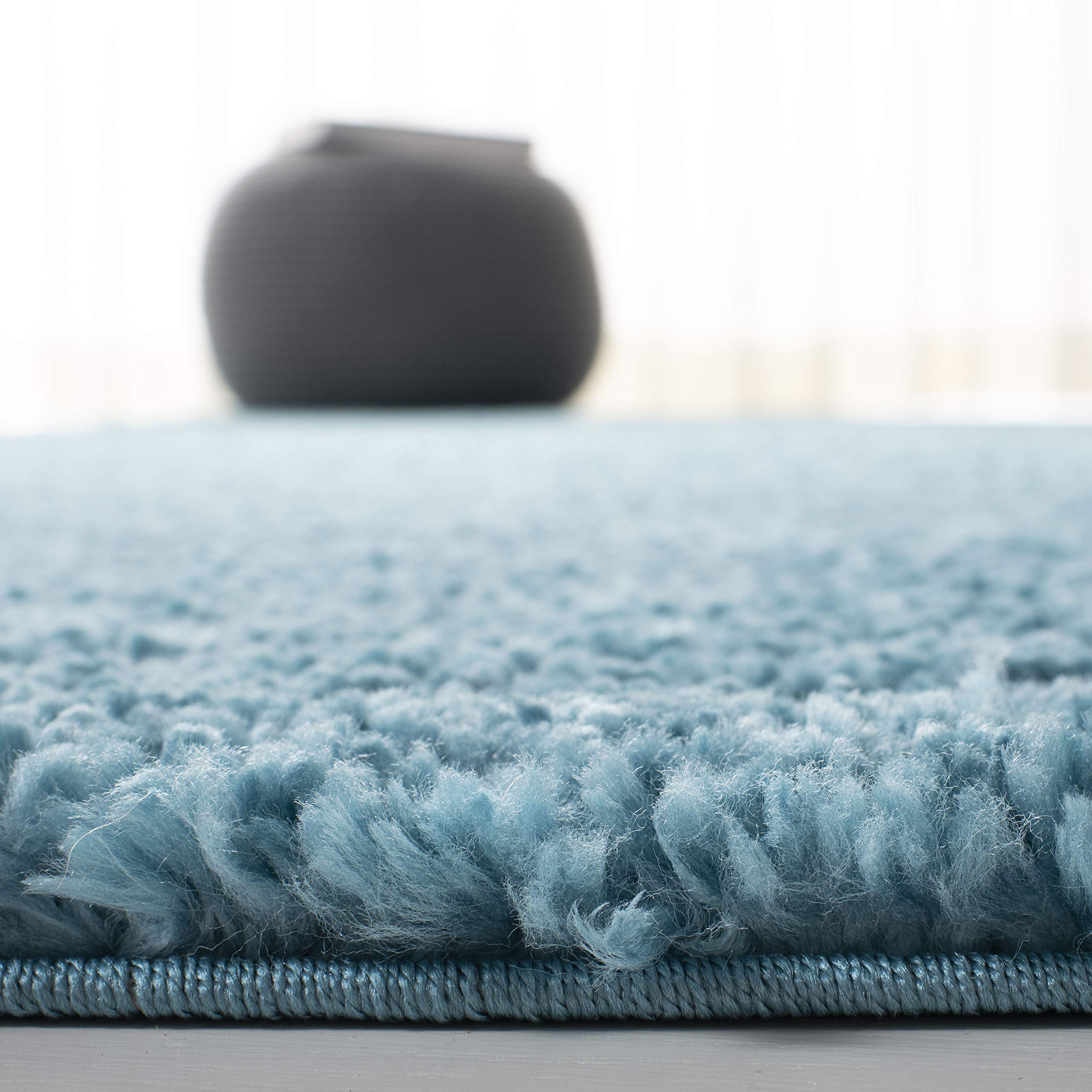 SAFAVIEH August Shag Collection Area Rug - 8' x 10', Turquoise, Solid Design, Non-Shedding & Easy Care, 1.2-inch Thick Ideal for High Traffic Areas in Living Room, Bedroom (AUG900K)