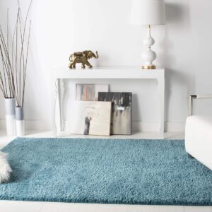 SAFAVIEH August Shag Collection Area Rug - 8' x 10', Turquoise, Solid Design, Non-Shedding & Easy Care, 1.2-inch Thick Ideal for High Traffic Areas in Living Room, Bedroom (AUG900K)