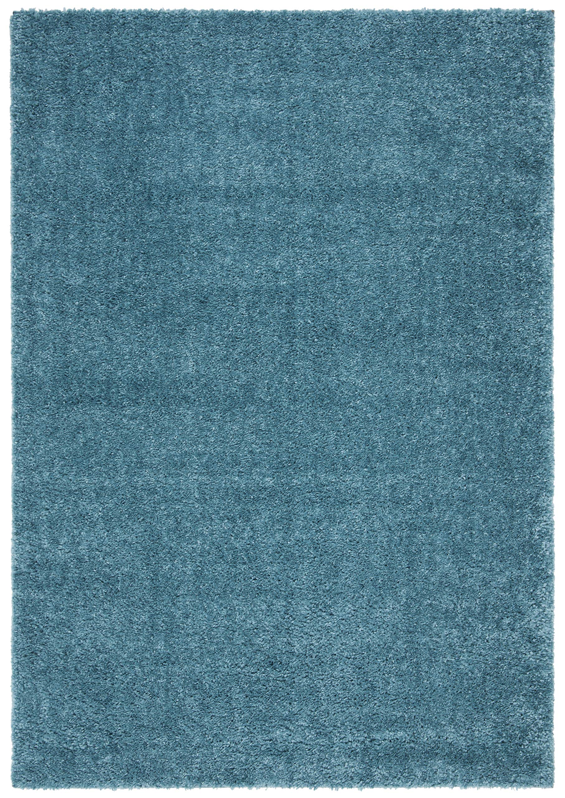 SAFAVIEH August Shag Collection Area Rug - 8' x 10', Turquoise, Solid Design, Non-Shedding & Easy Care, 1.2-inch Thick Ideal for High Traffic Areas in Living Room, Bedroom (AUG900K)