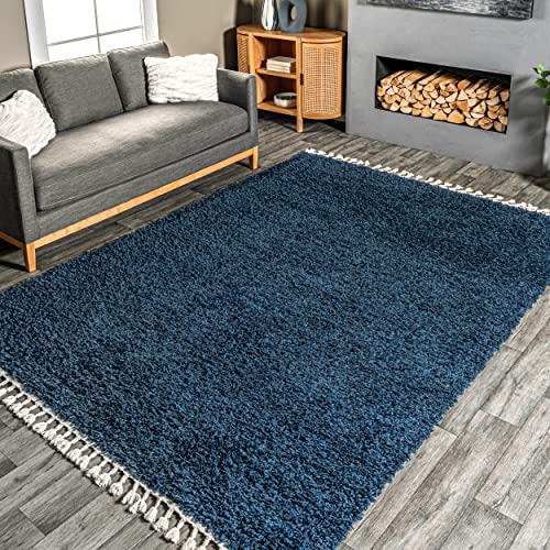 nuLOOM Neva Modern Tasseled Shag Area Rug, 7x9, Blue